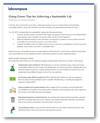 Going Green: Tips for Achieving a Sustainable Lab | Labcompare