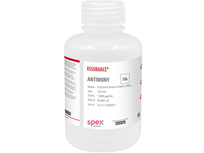 Antimony, 1,000 µg/mL, for AA and ICP, 125 mL PLSB7-2Y from Spex ...