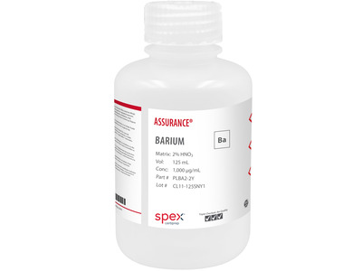 Barium, 1,000 µg/mL, for AA and ICP, 125 mL PLBA2-2Y from Spex ...