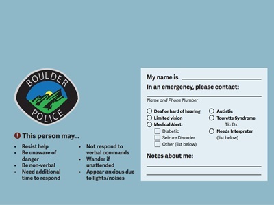 Boulder Police Unveil Blue Envelope Program, First of its Kind in State